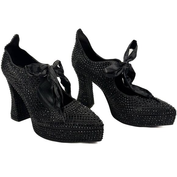 Dolls Kill | Shoes | Dolls Kill Widow Black Bejeweled Pointed Toe Bow ...